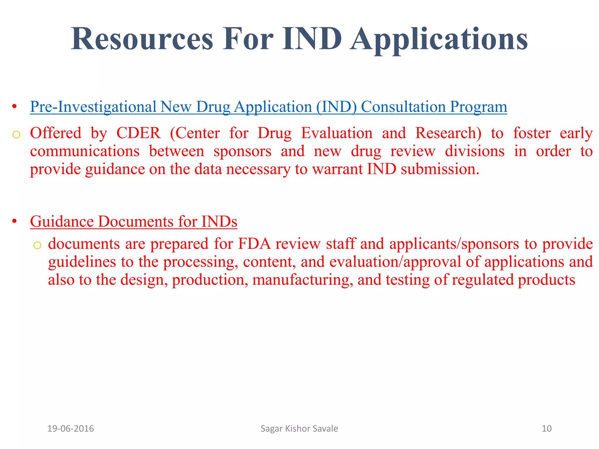 Investigational New drug application [INDA] | PPTX
