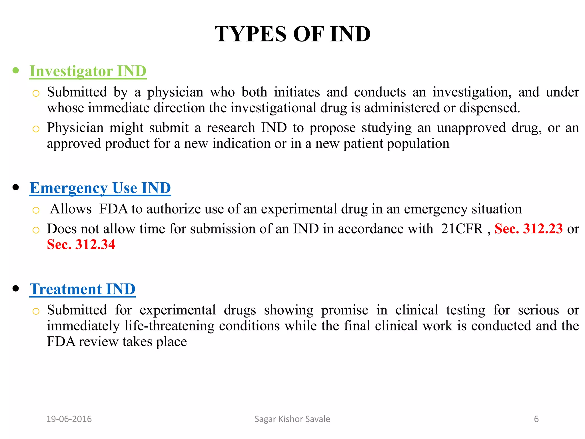 Investigational New drug application [INDA] | PPTX