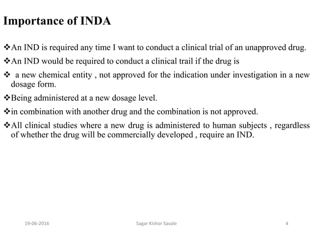 Investigational New drug application [INDA] | PPTX | Pharmaceutical ...