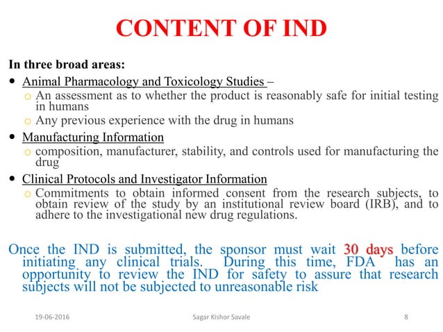 Investigational New drug application [INDA] | PPTX | Pharmaceutical ...