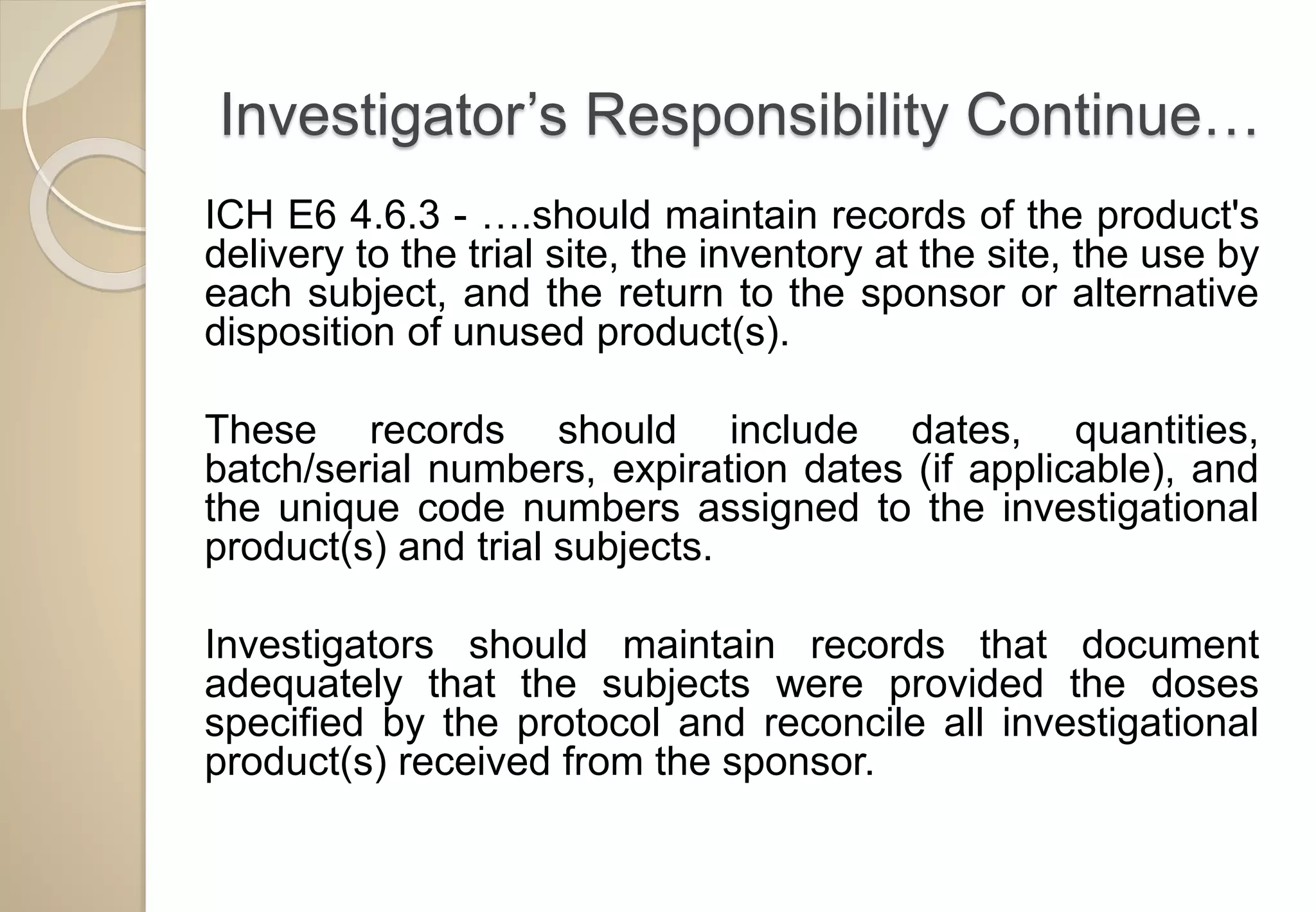 Investigational product management | PPTX