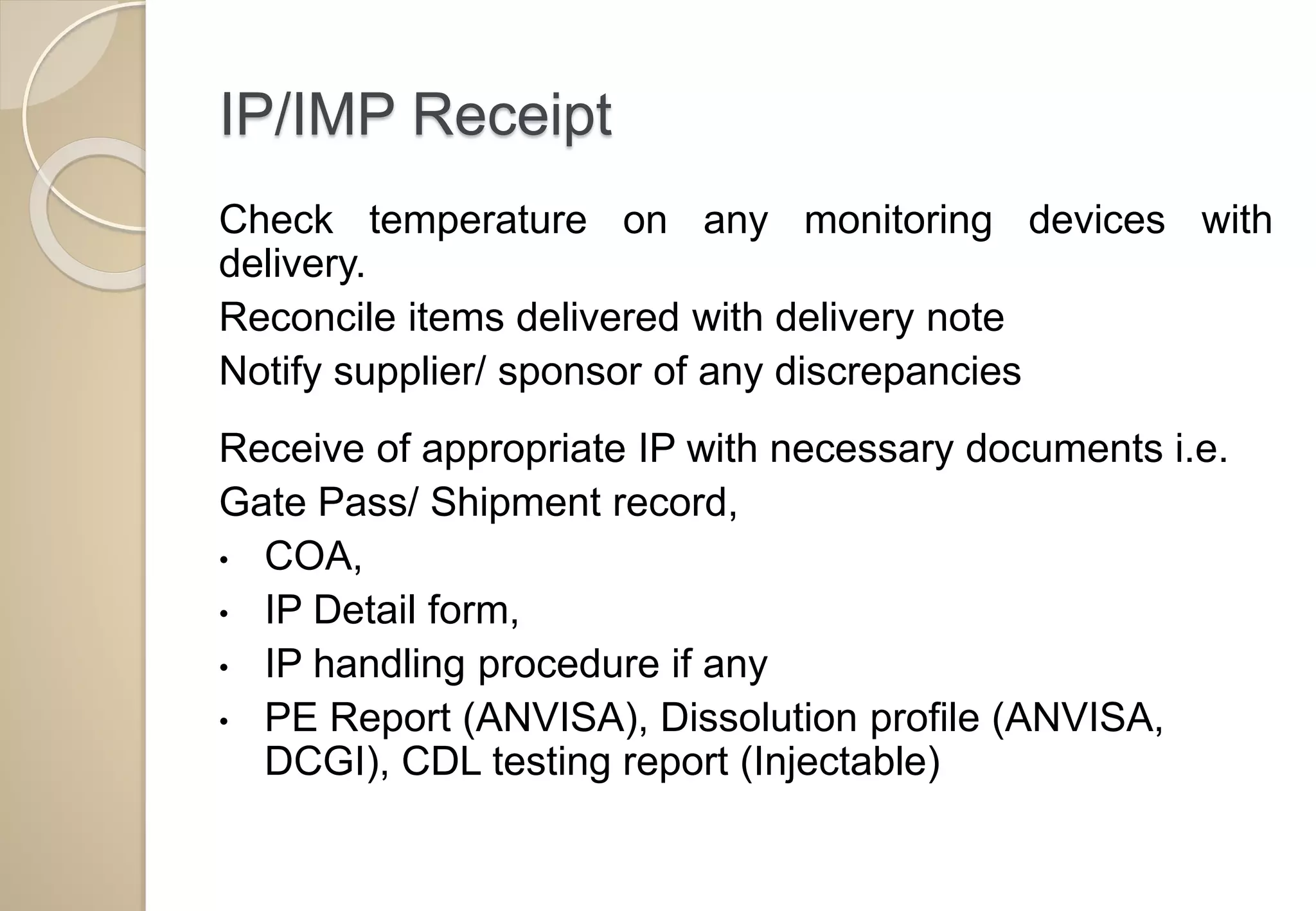 Investigational product management | PPTX