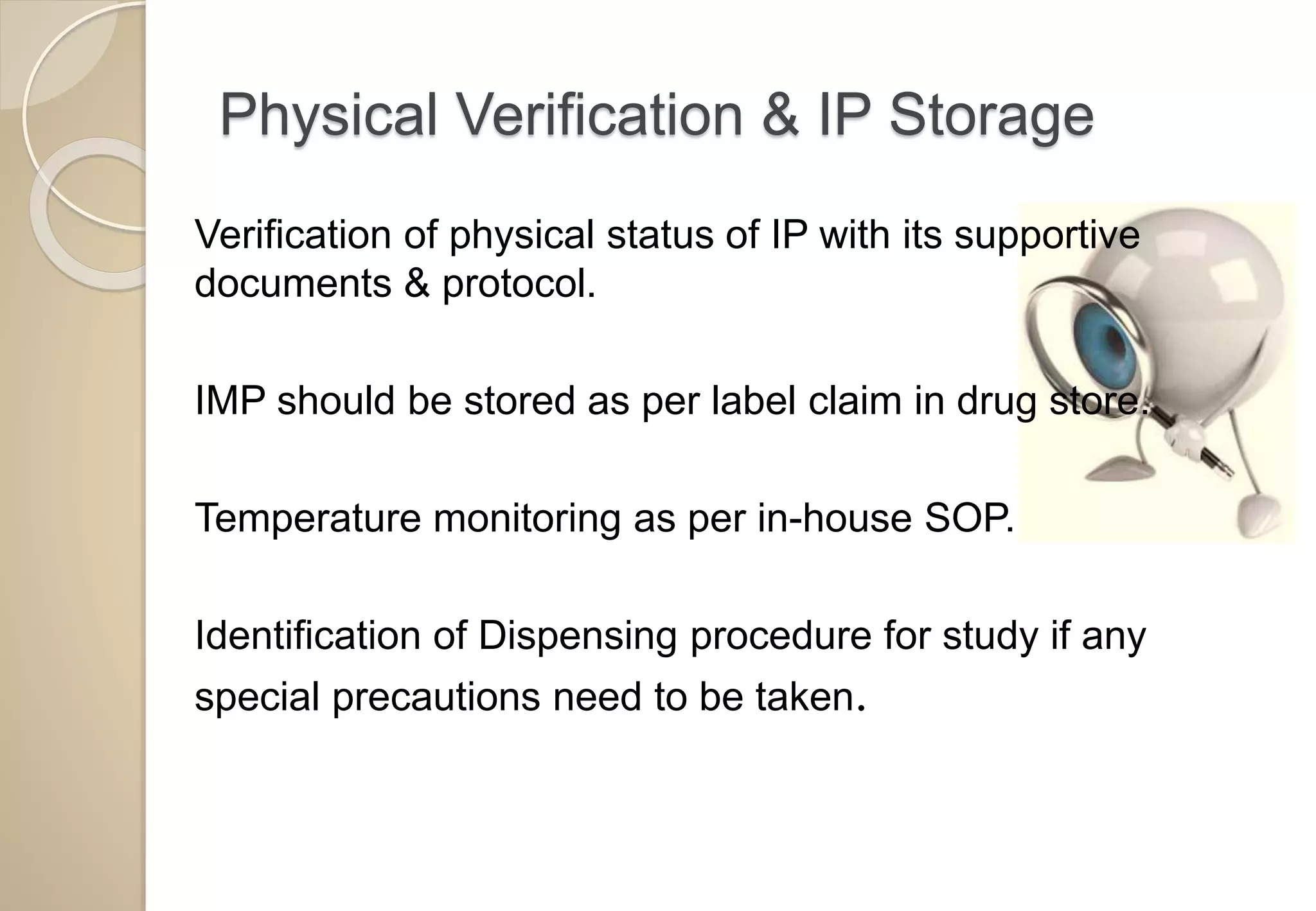 Investigational product management | PPTX