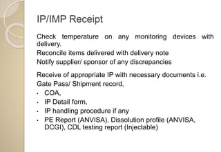 Investigational product management | PPTX