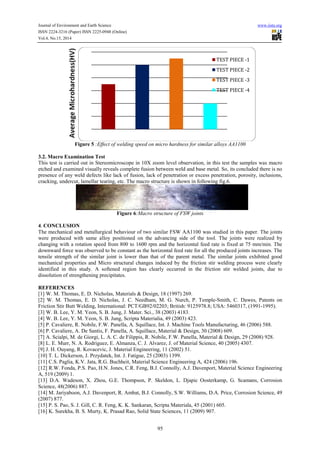 Investigation and analysis of metallurgical and mechanical properties of aa1100 using fsw | PDF