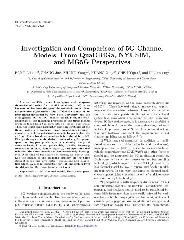 Investigation and Comparison of 5G Channel Models_ From QuaDRiGa ...