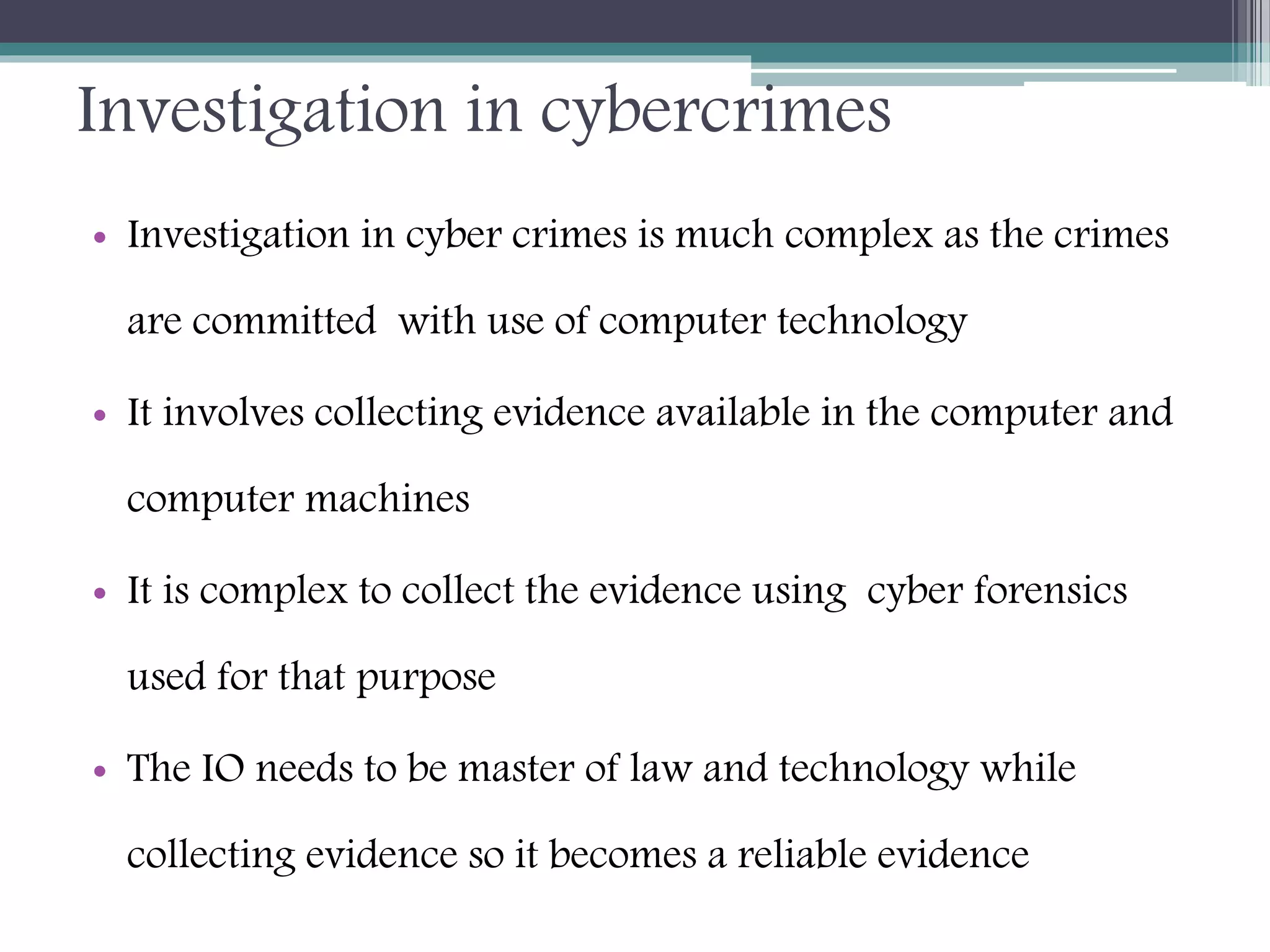 Investigation in cyber crimes | PPTX