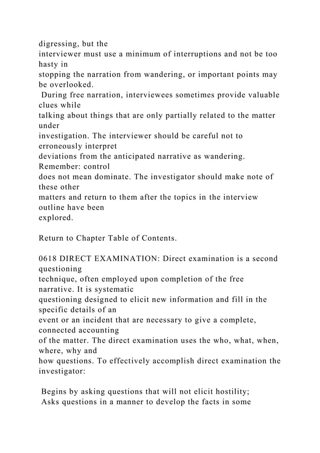 Investigation Manual CHAPTER 6 - INTERVIEWING TABLE OF C.docx