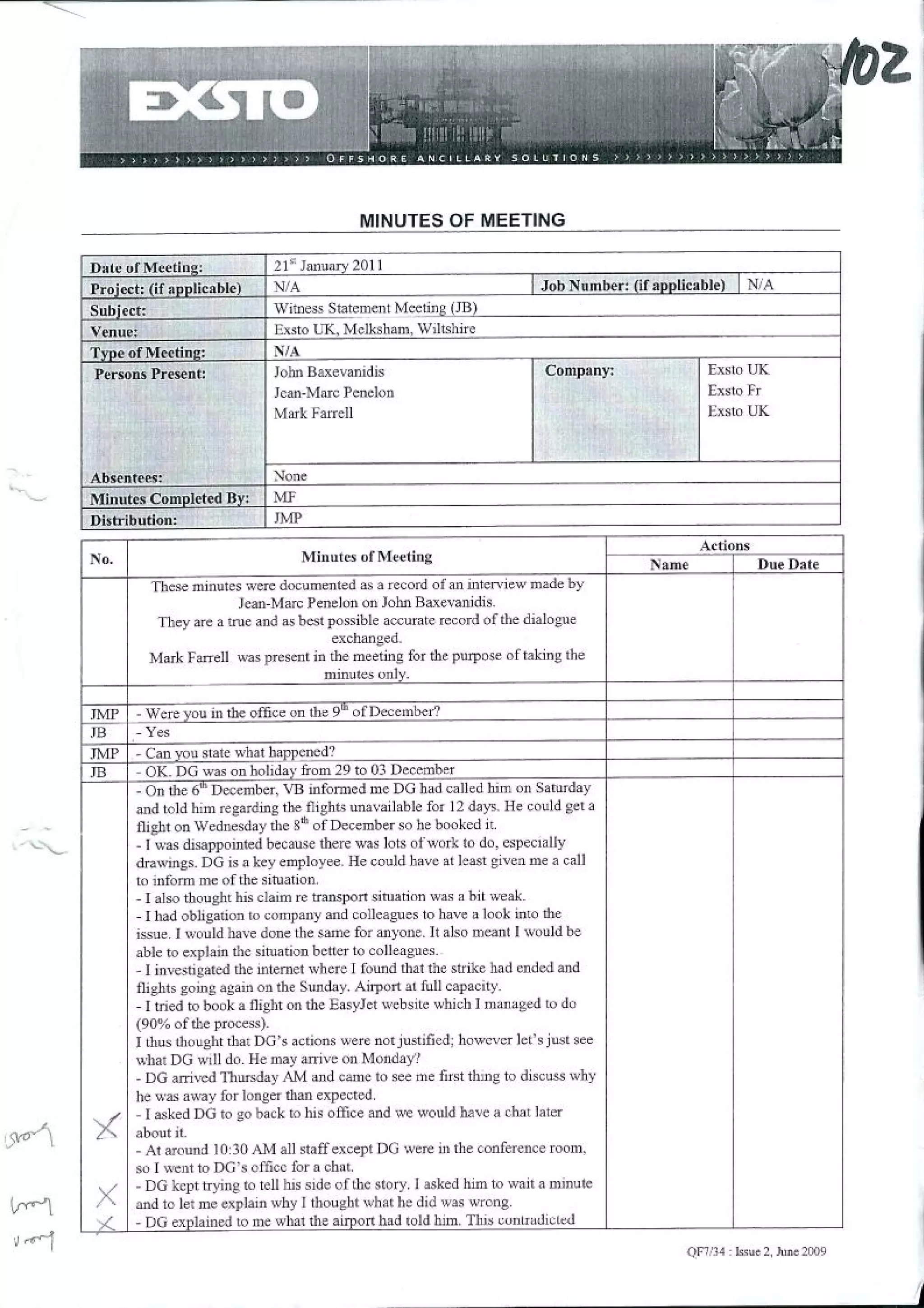 Investigation minutes john baxevanidis | PDF