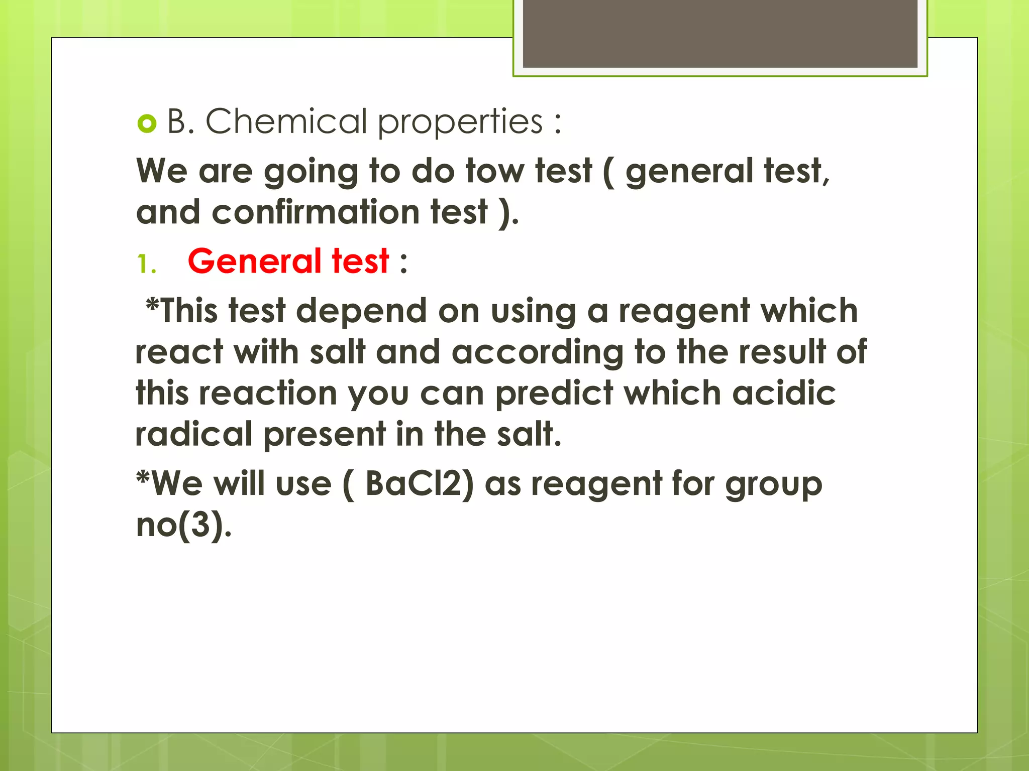 Investigation of acidic and basic radicals3 | PDF