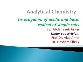 Investigation of acidic and basic salts | PDF