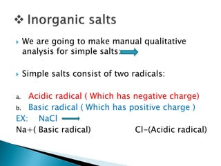 Investigation of acidic and basic salts | PDF