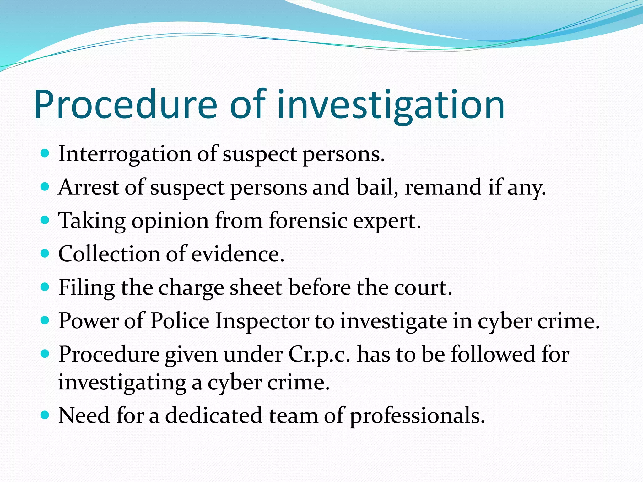 Investigation of a cyber crime | PPTX