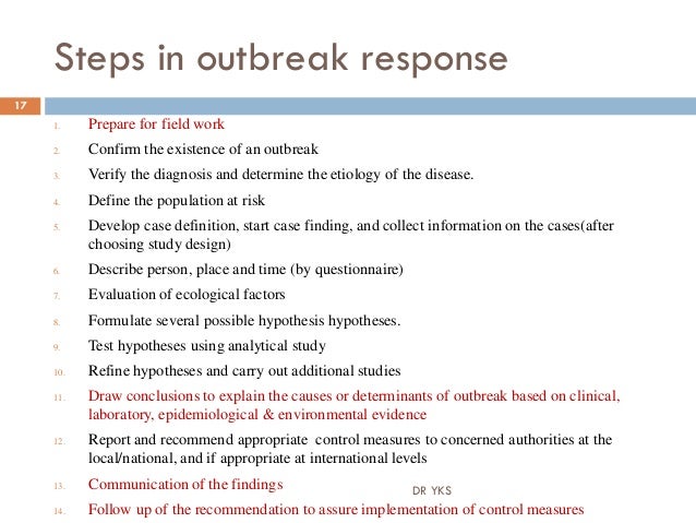 Investigation of an epidemic dr. yks