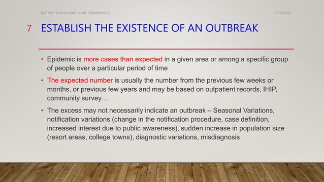 Investigation of an outbreak.pptx | Infectious Diseases | Diseases and Conditions
