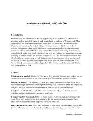 Investigation of eco friendly milk fiber | PDF
