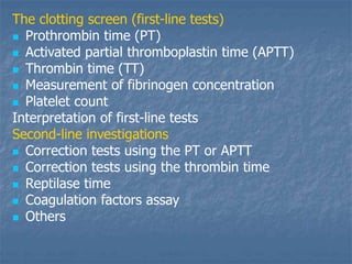 Investigation of haemostasis.ppt kgiguffug | PPT