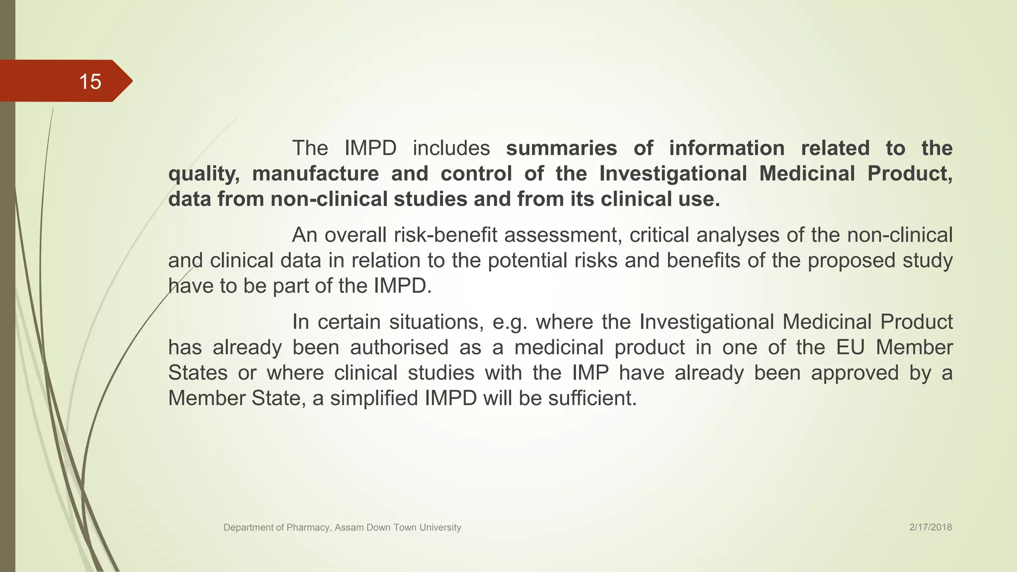 Investigation of medicinal product dossier (IMPD) | PPTX