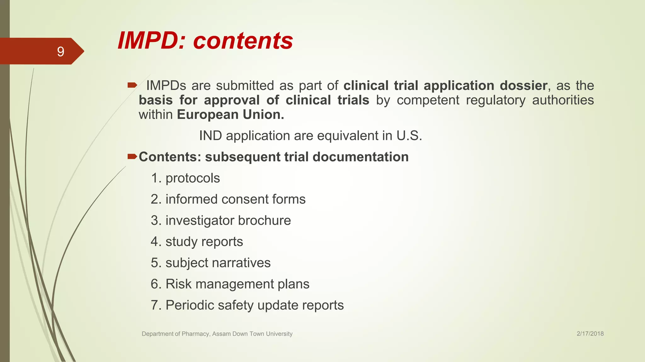 Investigation of medicinal product dossier (IMPD) | PPTX