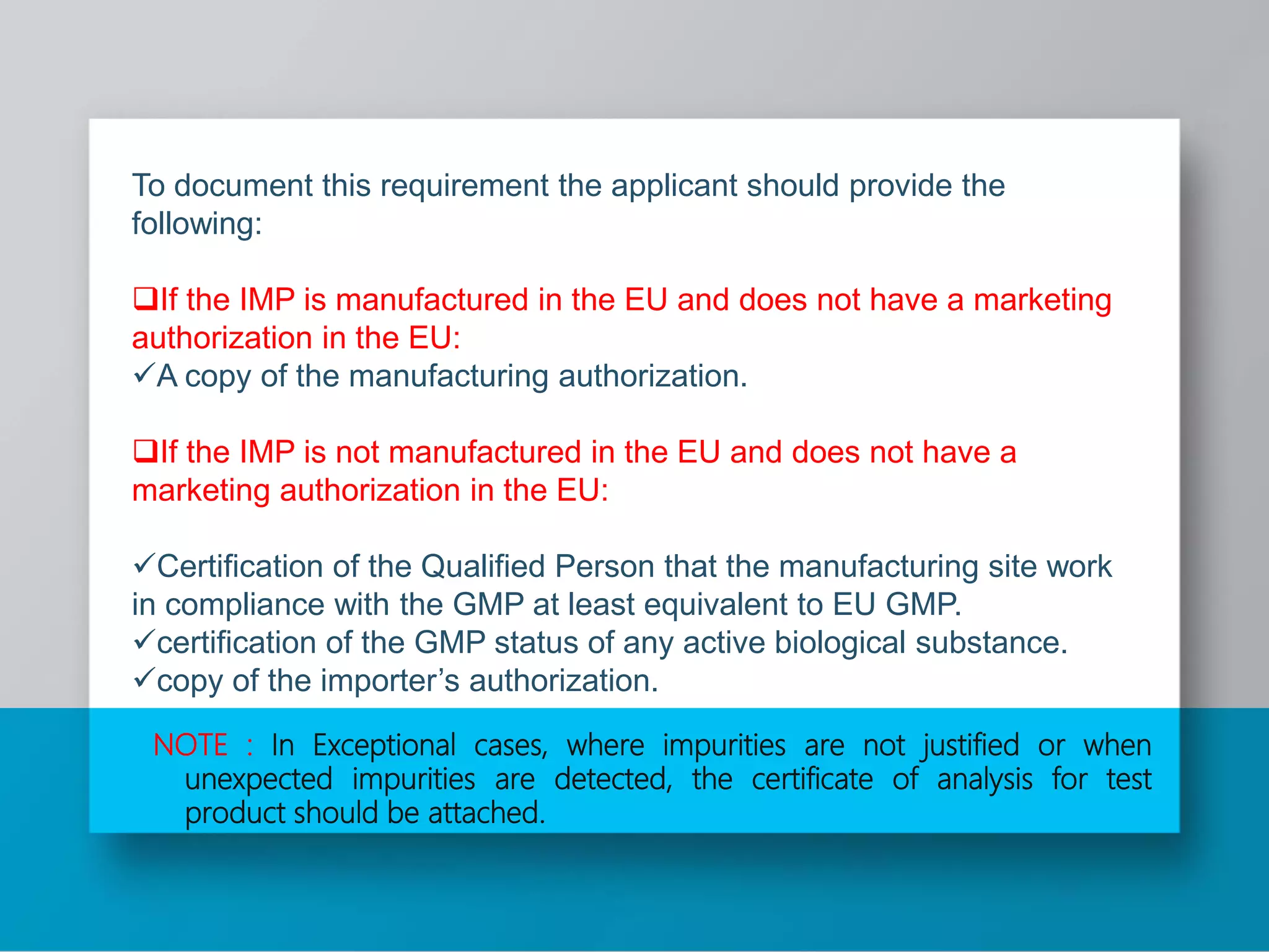 Investigation of medicinal product dossier (IMPD) and investigational ...