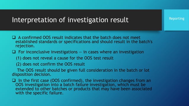 Investigation of OOS and OOT results | PPTX