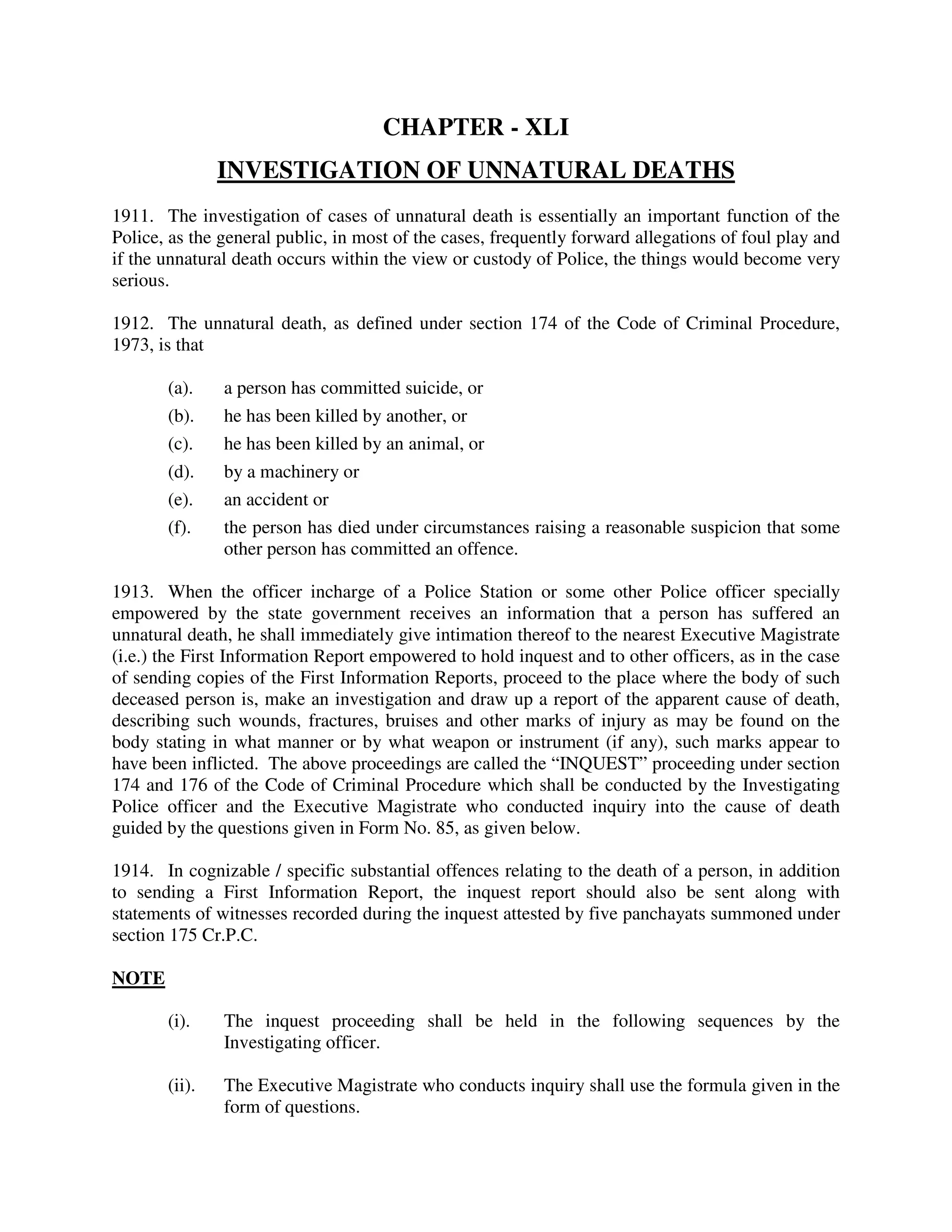 Investigation of unnatural deaths | PDF