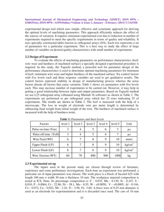 Investigation on process response and parameters in wire electrical ...