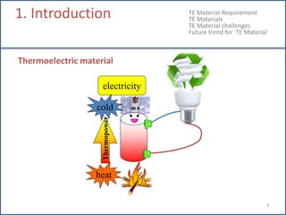 Investigation on thermoelectric material | PPTX