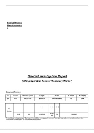 Investigation report 05.12.2017 lifting operation failure during tower ...