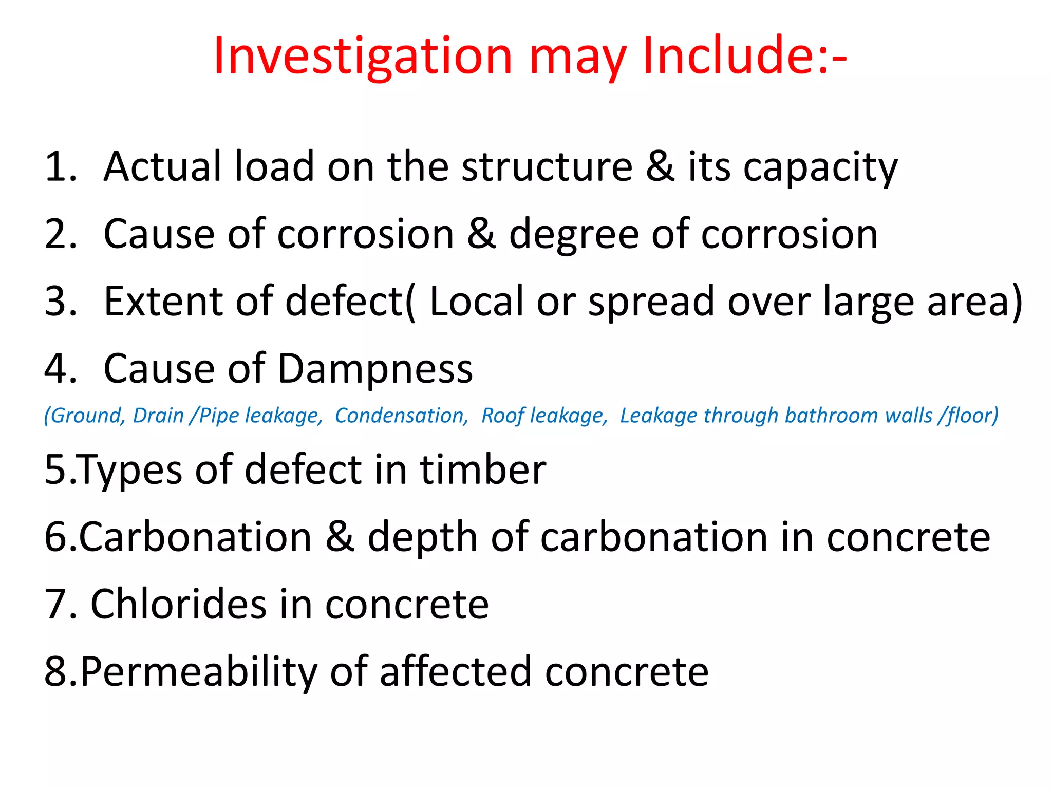 Investigations for building repair | PPTX