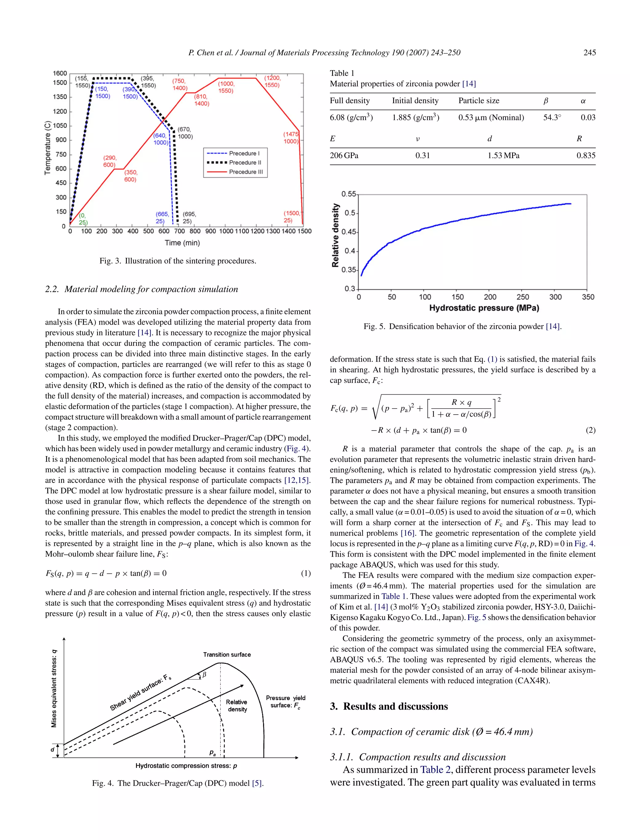 Investigations In The Compaction And Sintering Of Large Ceramic Parts