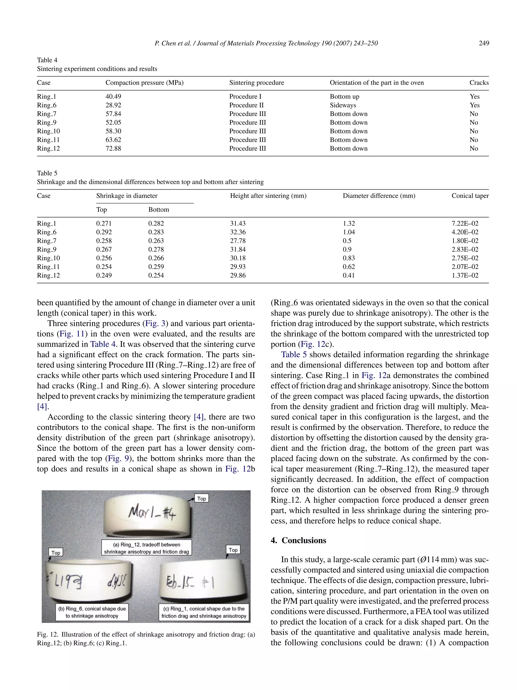 Investigations In The Compaction And Sintering Of Large Ceramic Parts