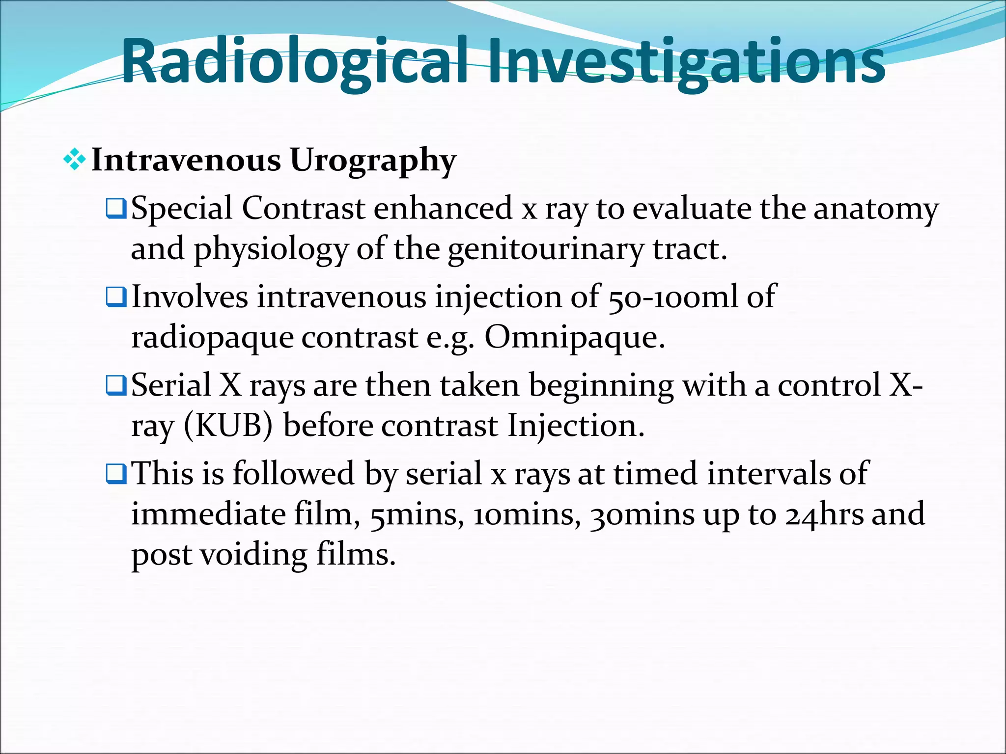 Investigations in urology | PPT