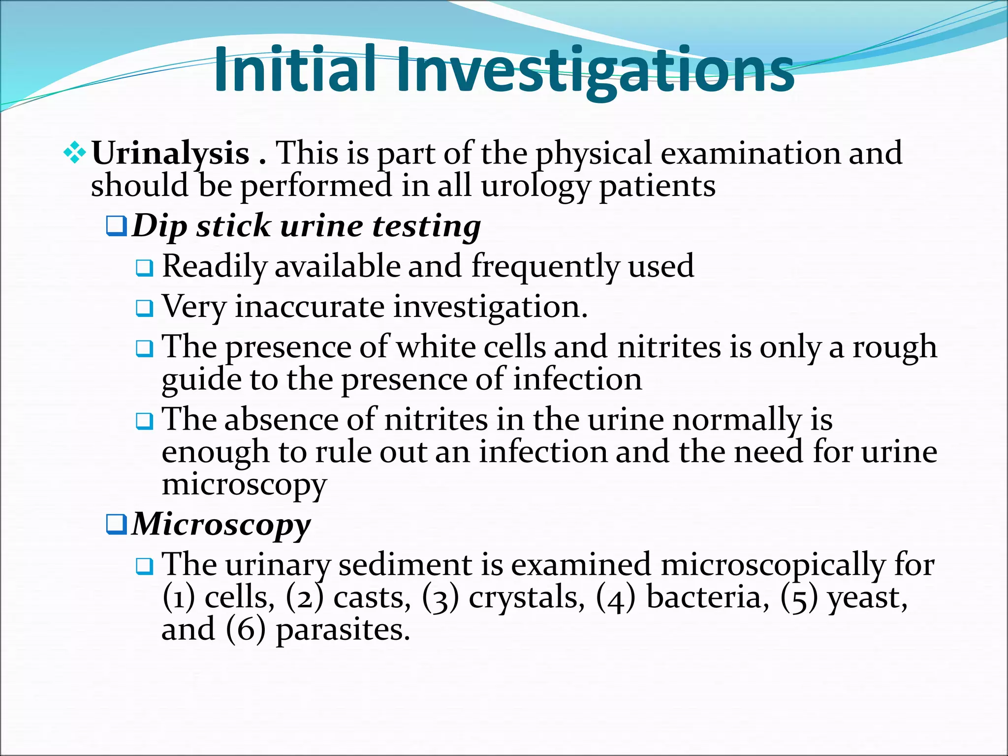 Investigations in urology | PPT