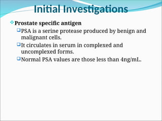 Investigations in Urology.ppt by medical doctor TC | PPT