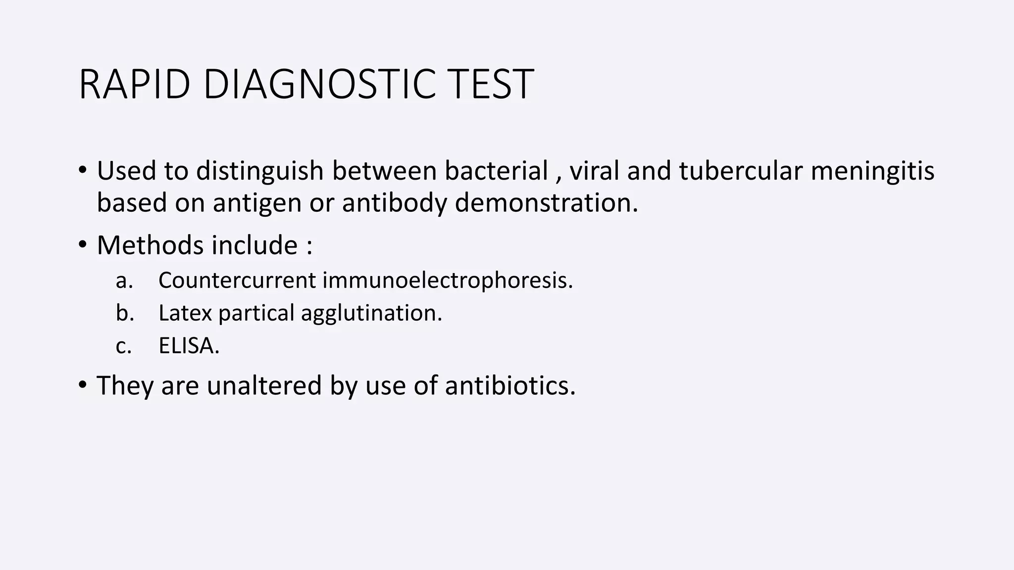 Investigations of acute bacterial meningitis | PPTX