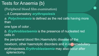Investigations and Tests for Anaemia | PPT