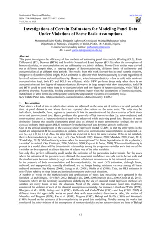 Investigations of certain estimators for modeling panel data under violations of some basic ...