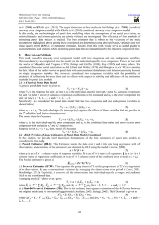 Investigations of certain estimators for modeling panel data under violations of some basic ...