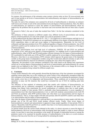 Investigations of certain estimators for modeling panel data under violations of some basic ...