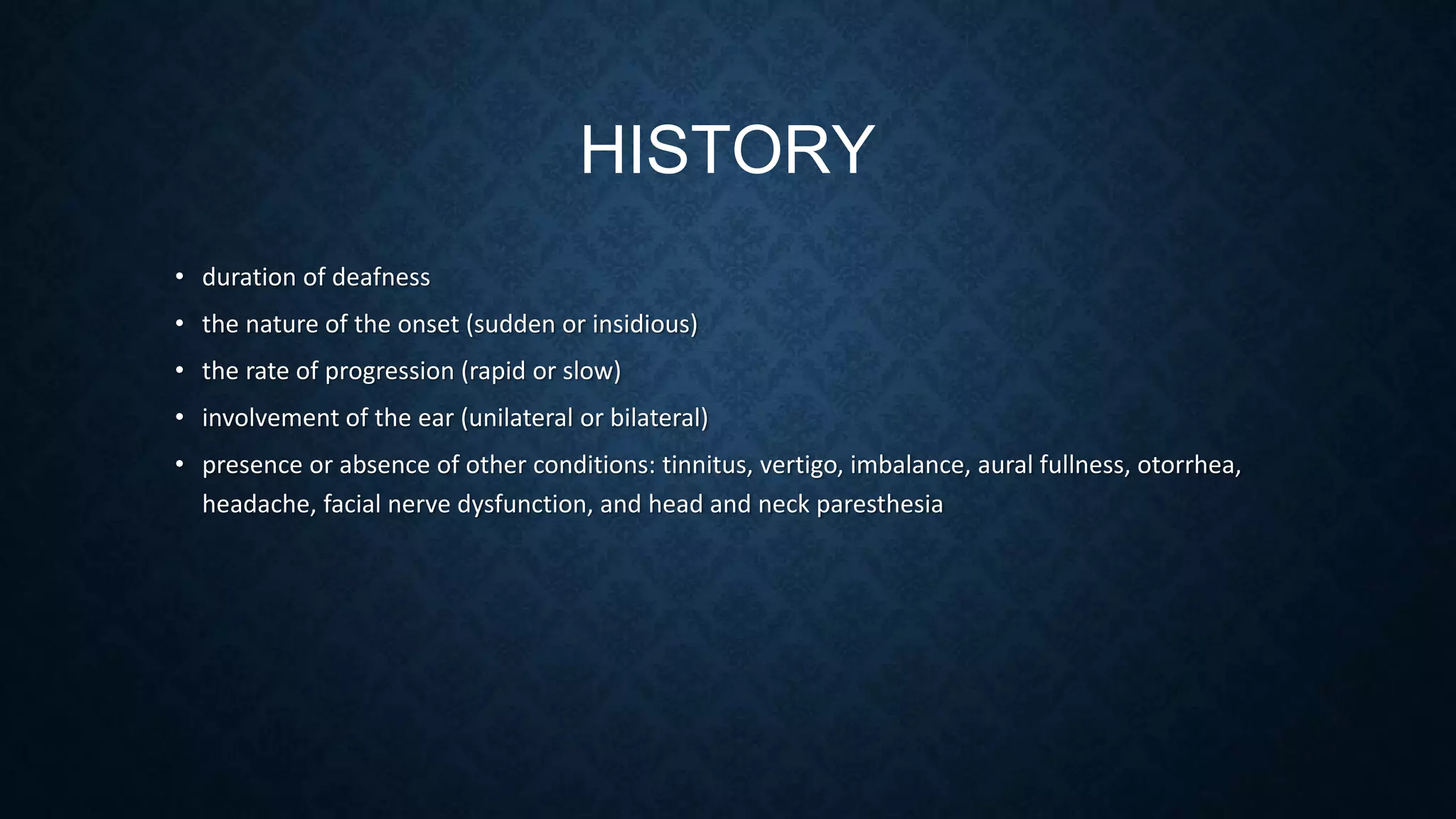 Investigations of Sensorineural hearing loss (SNHL) | PPTX