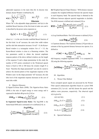 Investigations on the role of analysis window shape parameter in speech ...