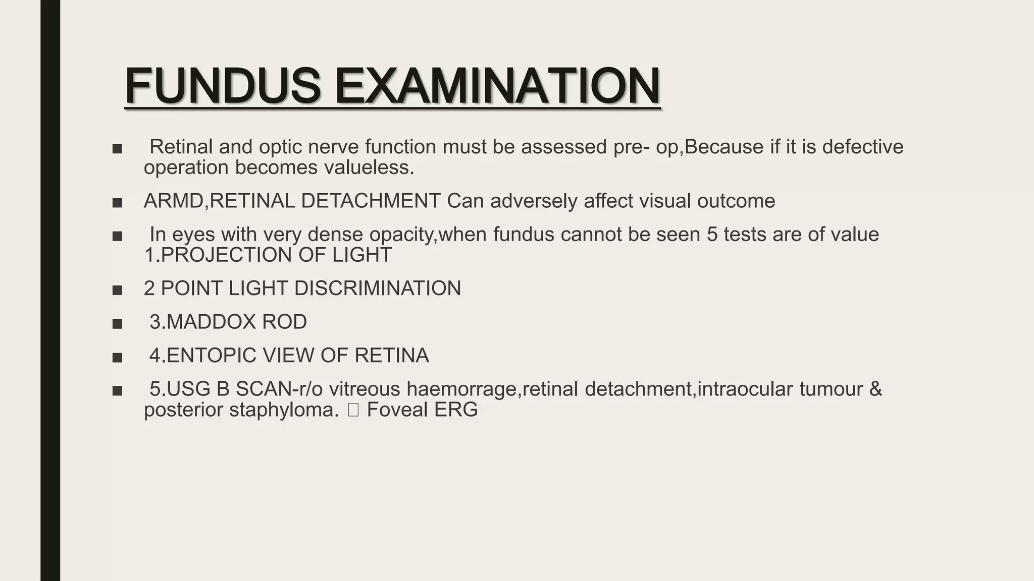 Investigations required for cataract evaluation | PPTX