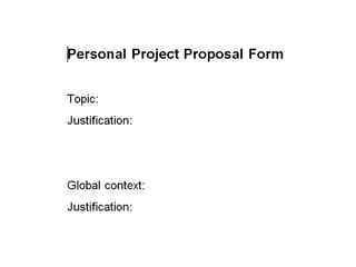 Investigation stage of the MYP Personal Project | PPTX