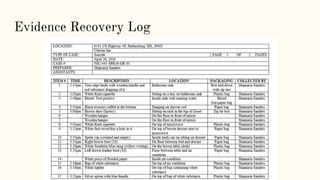 Crime Scene Photography Log