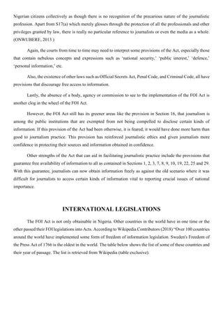 Investigative journalism and Freedom of Information (FoI) Act in ...