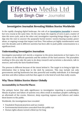 Investigative Journalist Revealing Hidden Stories Worldwide | PDF