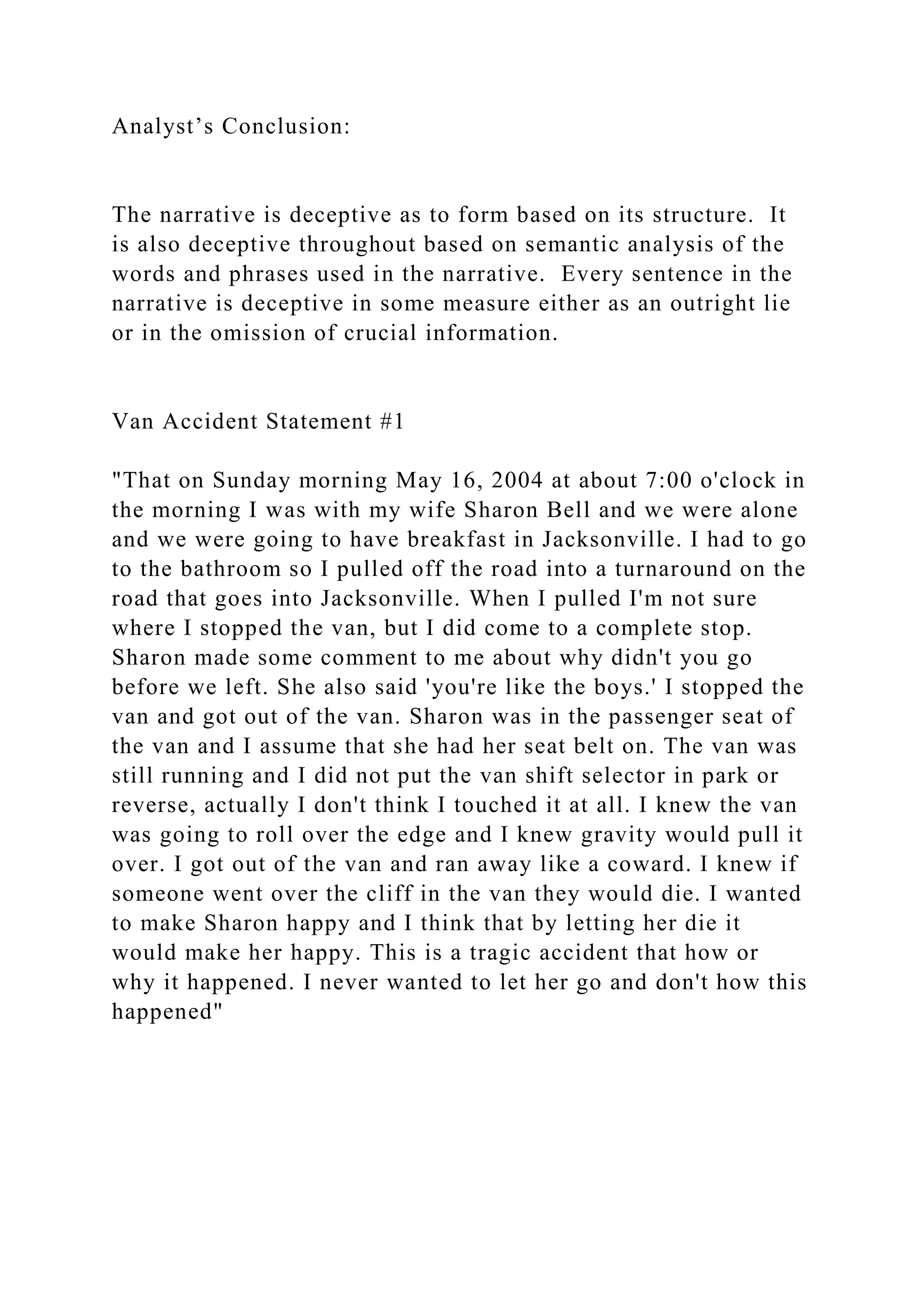 Investigative Statement AnalysisInitial statement given by Ted K.docx