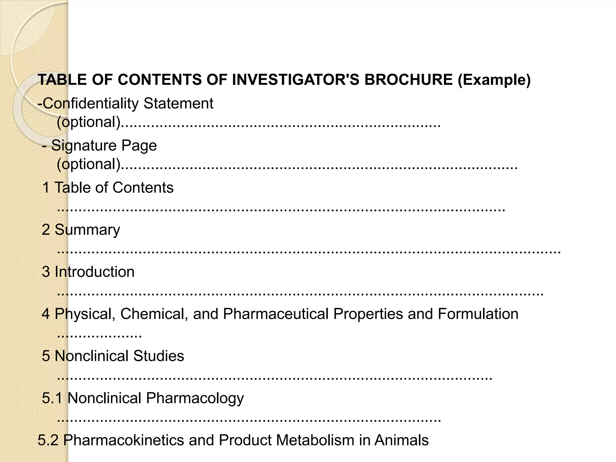 Investigator brochure | PPTX