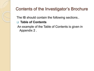 Investigator brochure | PPTX